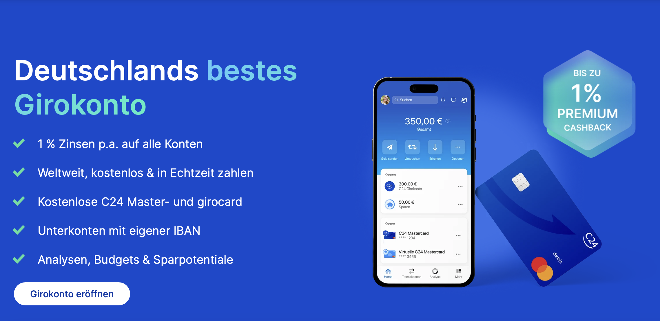 Das kostenlose C24 Girokonto | 2,25% Zinsen